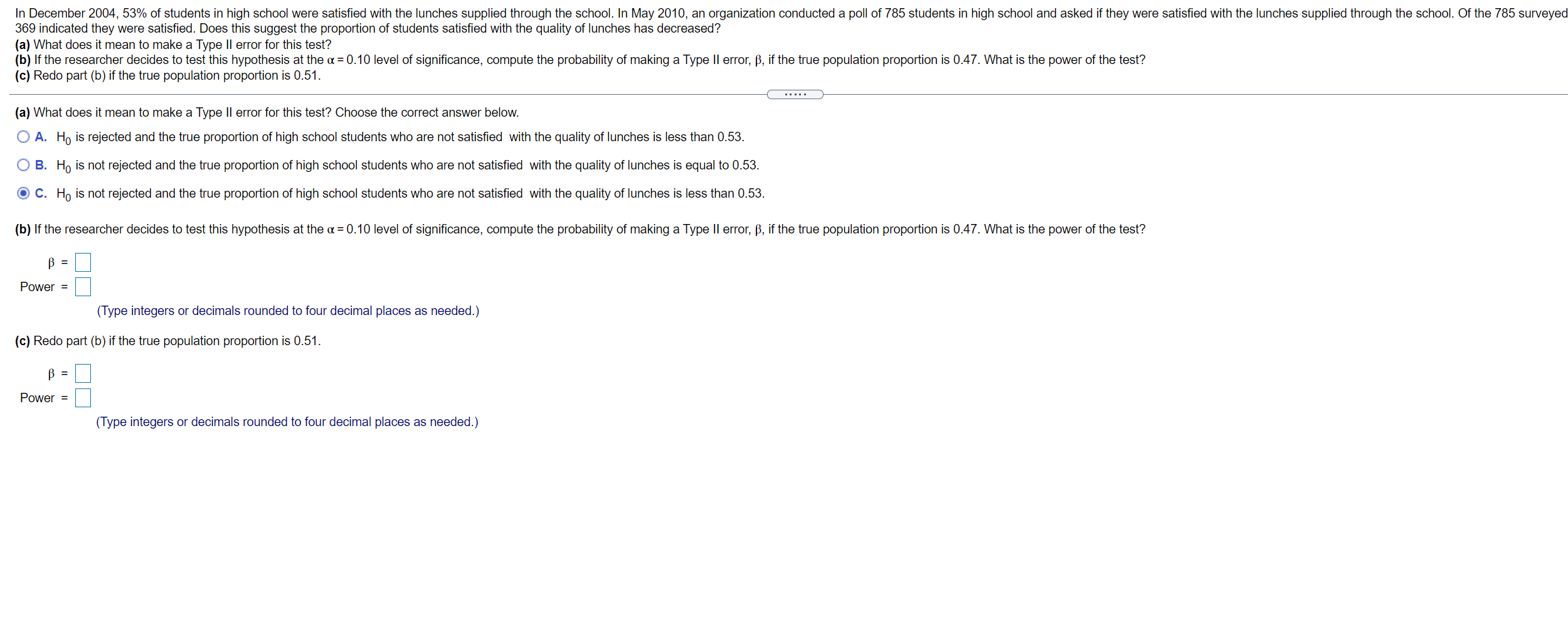 Solved In December 2004,53% of students in high school were | Chegg.com