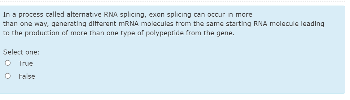 Solved In a process called alternative RNA splicing, exon | Chegg.com