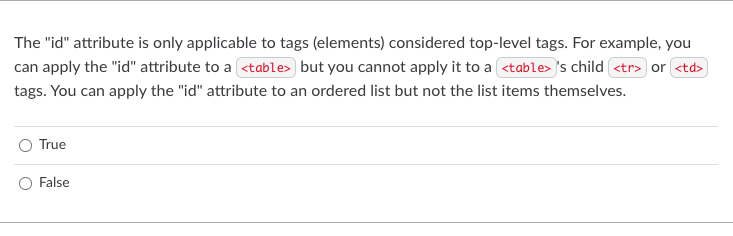Solved An attribute's key/value pair is separated by an | Chegg.com