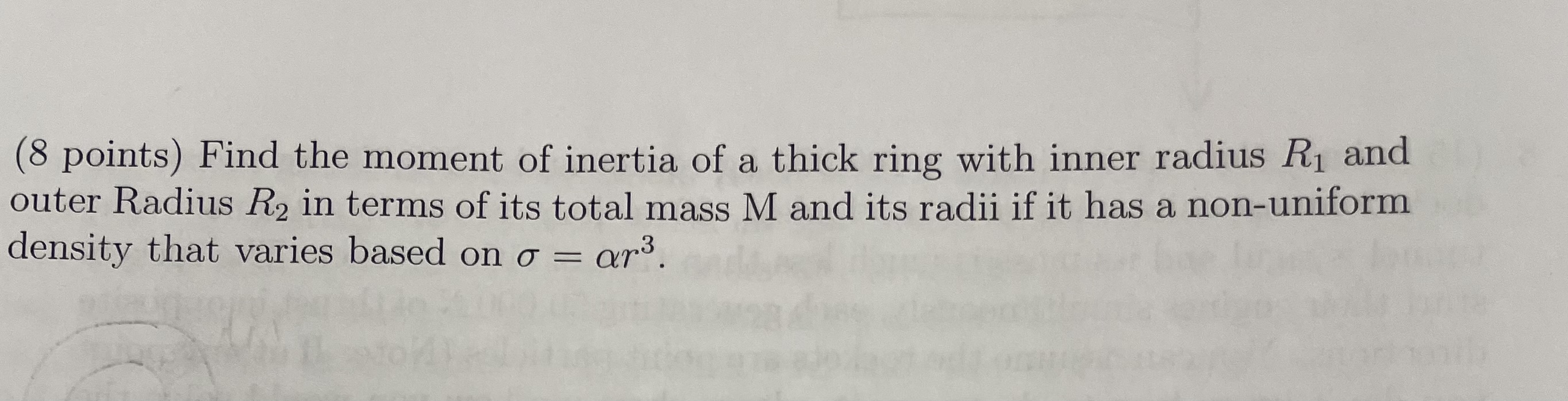 Solved (8 ﻿points) ﻿Find the moment of inertia of a thick | Chegg.com