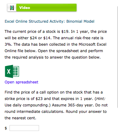 Solved Video Excel Online Structured Activity: Binomial | Chegg.com