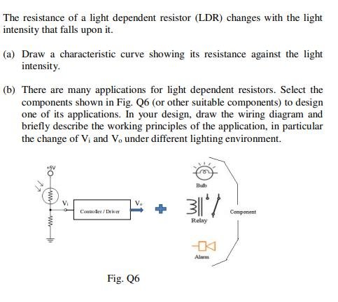 Solved The resistance of a light dependent resistor (LDR) | Chegg.com