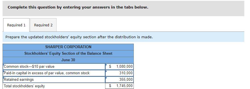 Solved On June 30, Sharper Corporation's stockholders' | Chegg.com