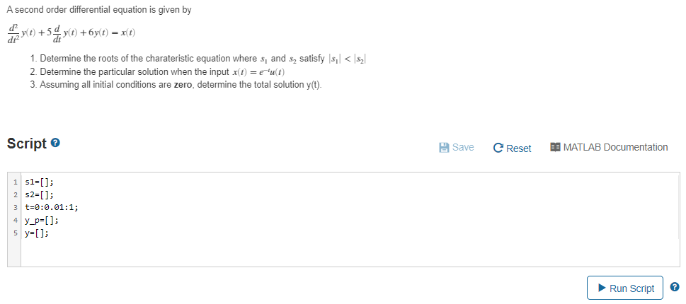 Solved A second order differential equation is given by | Chegg.com