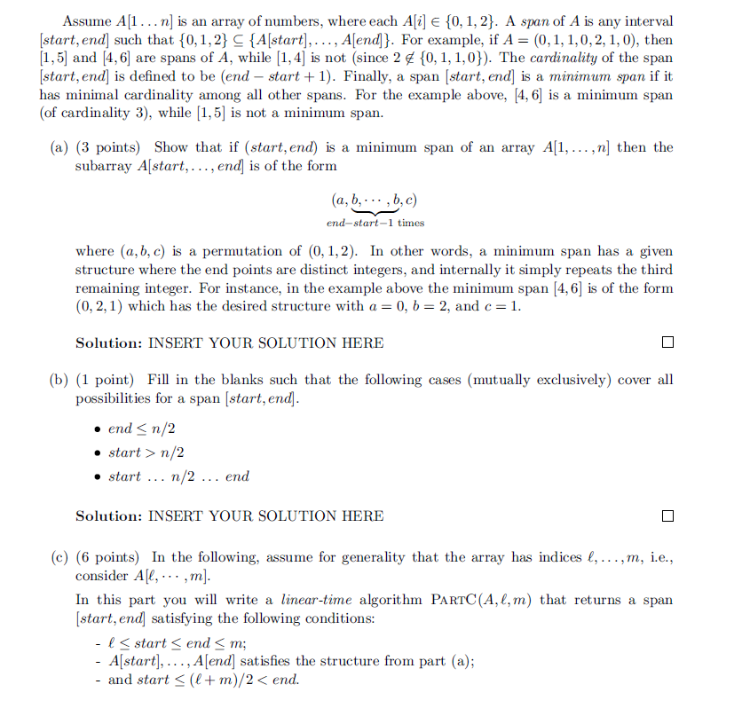 Solved Assume A[1…n] is an array of numbers, where each | Chegg.com