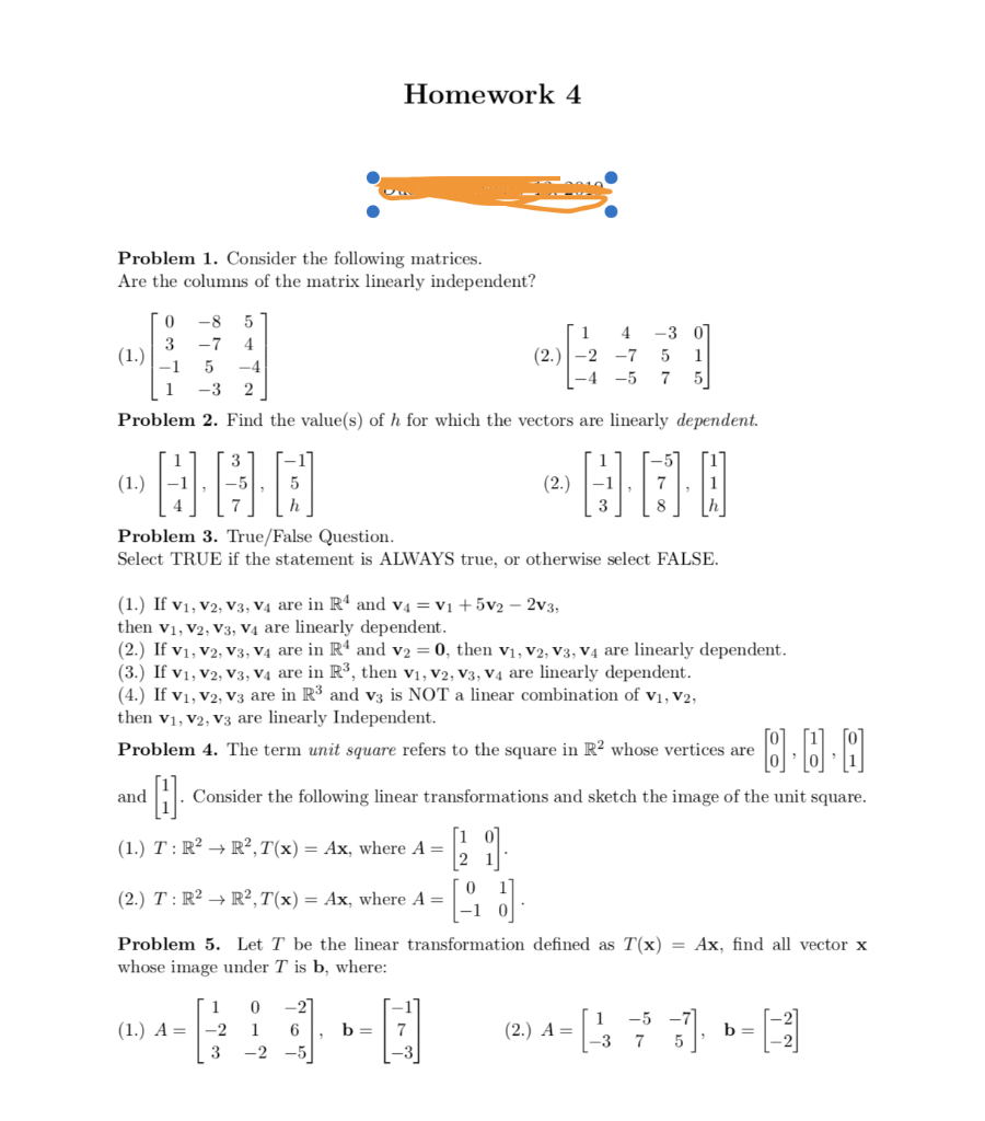 Solved P1. Consider the following matrices. Are the columns | Chegg.com