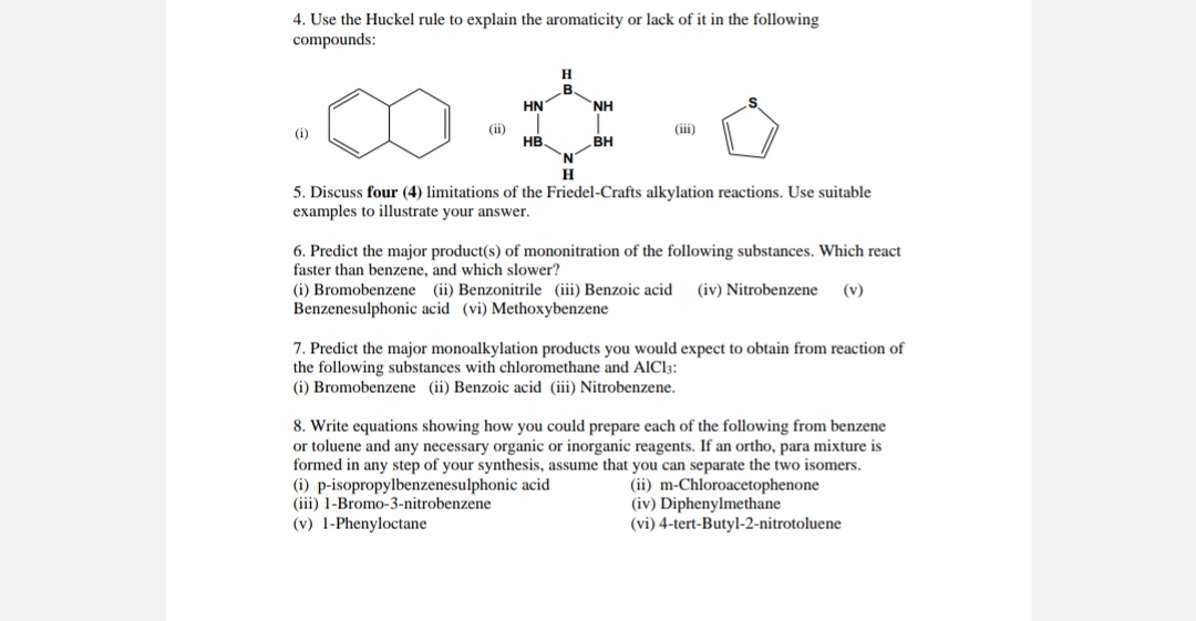 Solved 4. Use the Huckel rule to explain the aromaticity or | Chegg.com Solved 4. Use the Huckel rule to explain the aromaticity or | Chegg.com