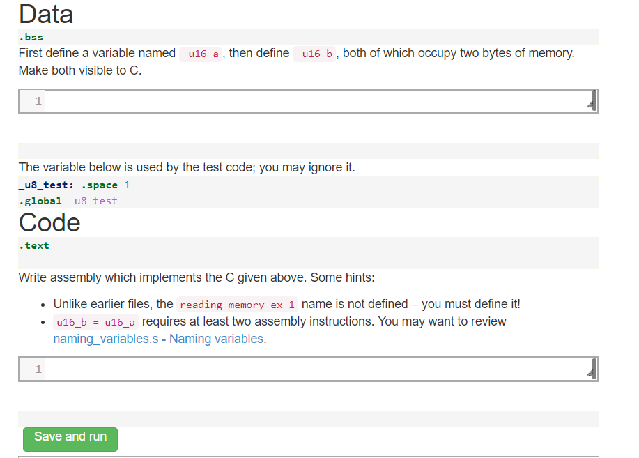 Data .bss First define a variable named _u16_a , then | Chegg.com