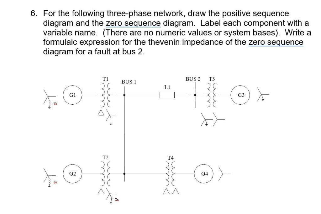 Solved 6. For the following three-phase network, draw the | Chegg.com