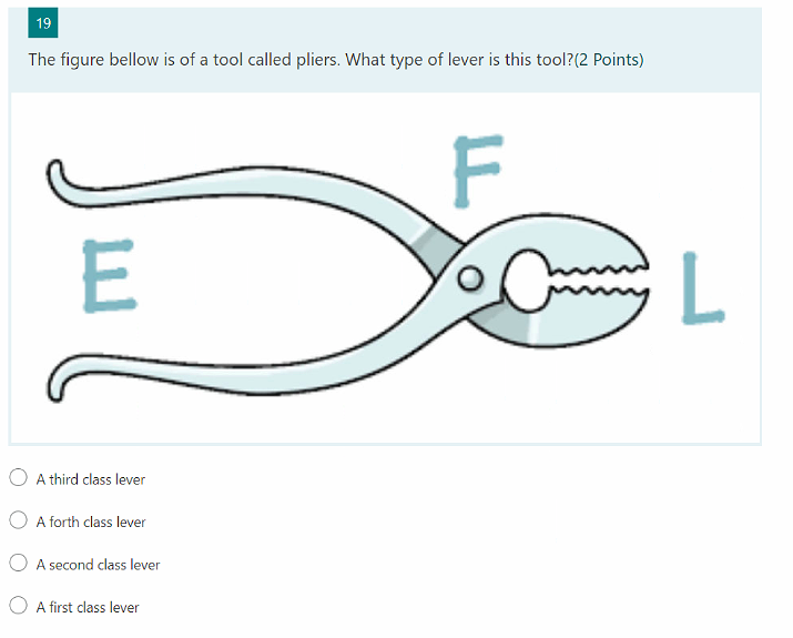 Solved 19 The figure bellow is of a tool called pliers. What | Chegg.com