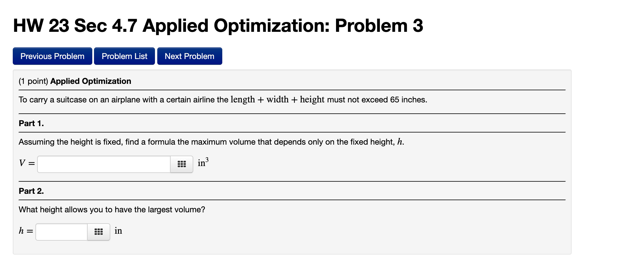 Solved HW 23 Sec 4.7 Applied Optimization: Problem 3 | Chegg.com