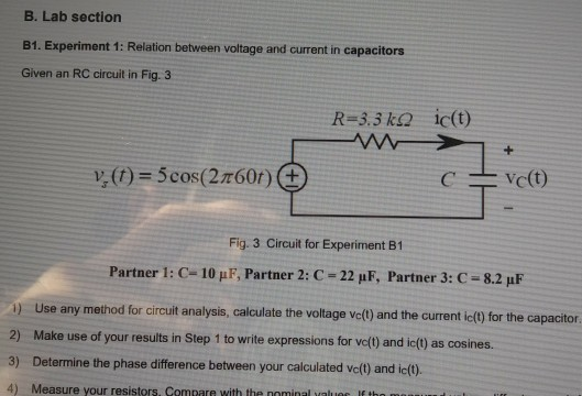 Solved B. Lab section B1. Experiment 1: Relation between | Chegg.com