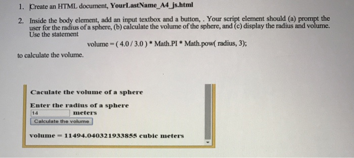 Solved 1. Create an HTML document, YourLastName A4_js.htnl | Chegg.com