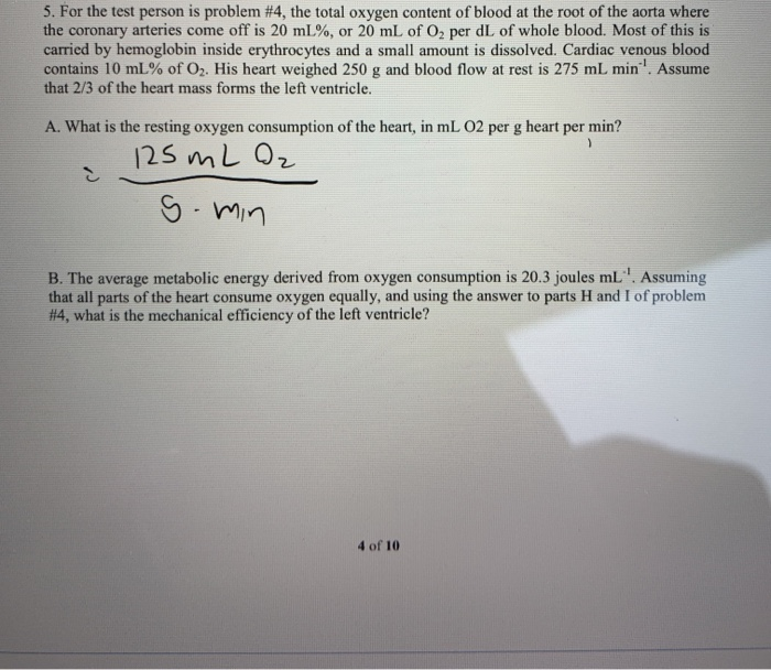 Solved 5. For the test person is problem #4, the total | Chegg.com