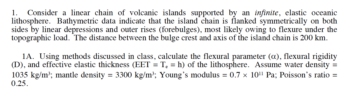Solved Consider a linear chain of volcanic islands supported | Chegg.com