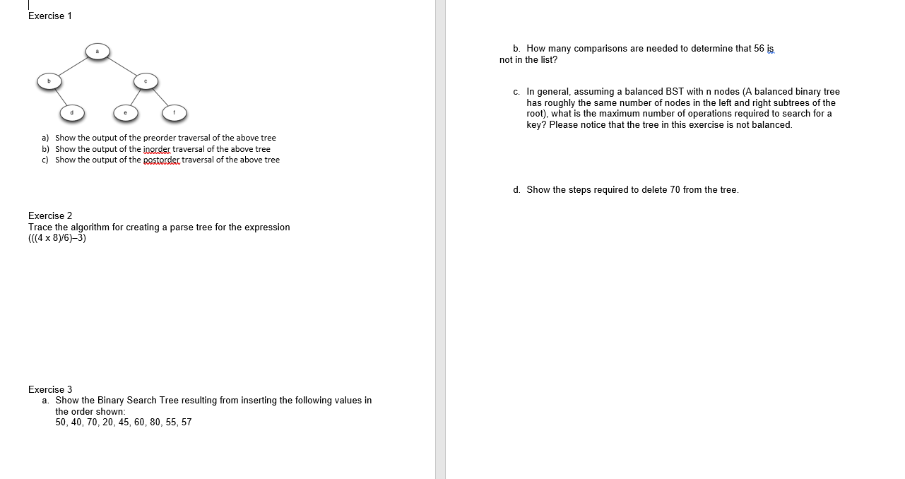 Solved Exercise 1 b. How many comparisons are needed to | Chegg.com