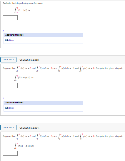 Solved Evaluate the integral using area formulas. S -lil) | Chegg.com