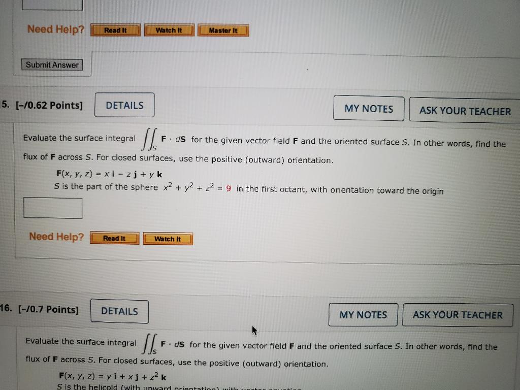 Solved Evaluate the surface integral S F · dS | Chegg.com