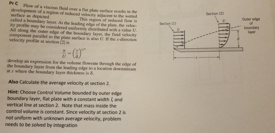 Solved Pr C Flow of a viscous fluid over a flat plate | Chegg.com