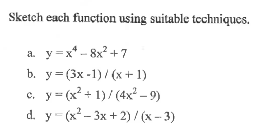 Solved Sketch each function using suitable techniques. a. | Chegg.com