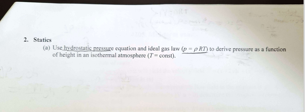 Solved 2. Statics (a) Use hydrostatic pressure equation and | Chegg.com