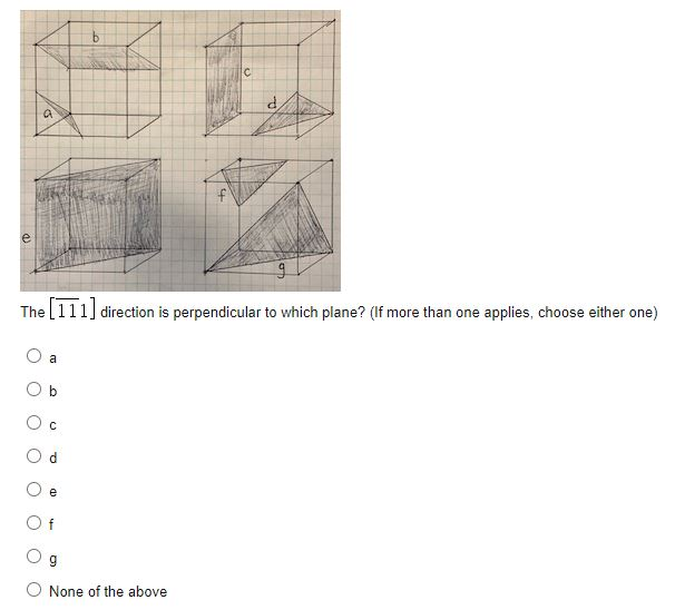 Solved b a The [111] direction is perpendicular to which | Chegg.com