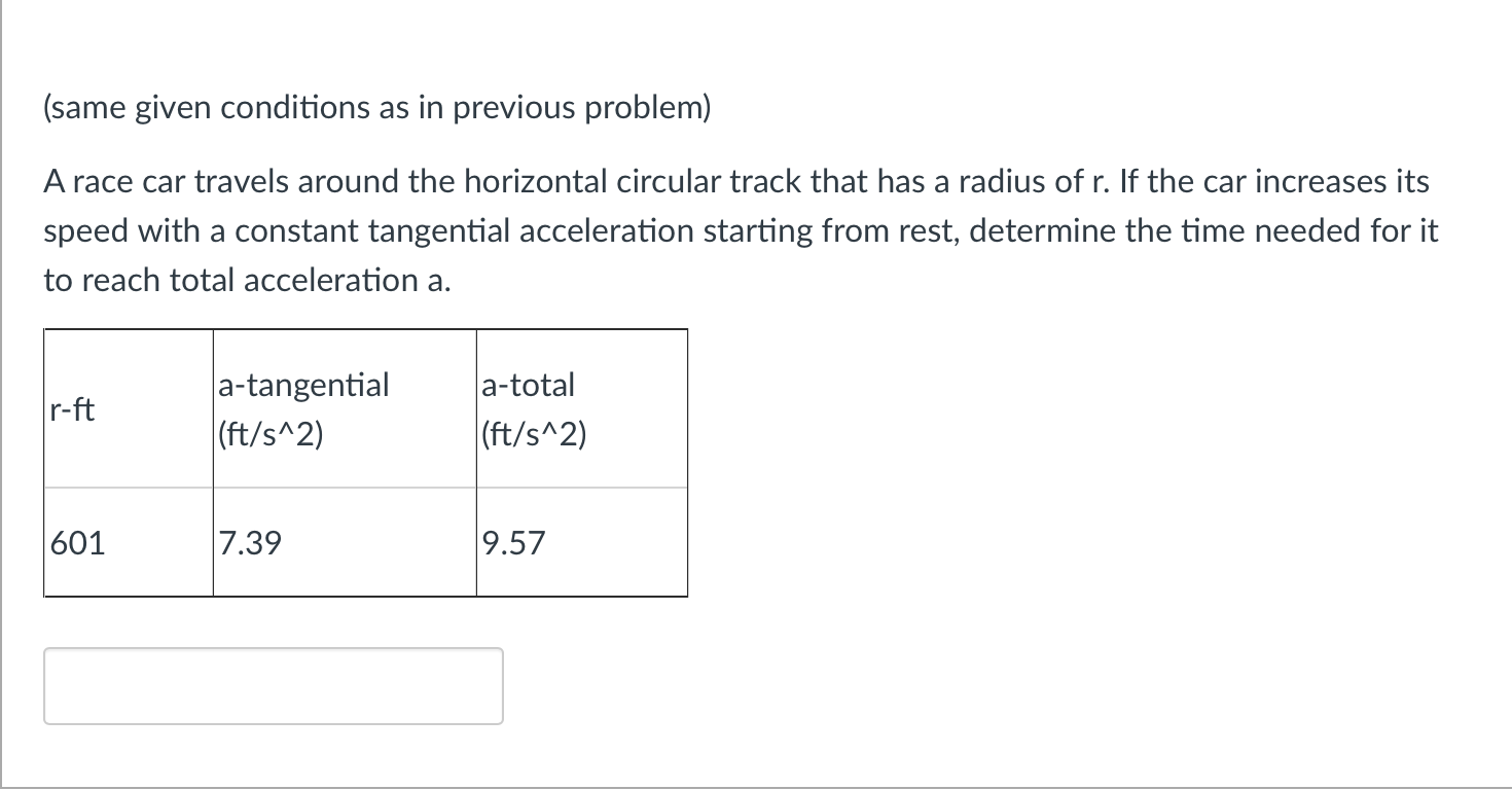 Solved (same given conditions as in previous problem) A race | Chegg.com