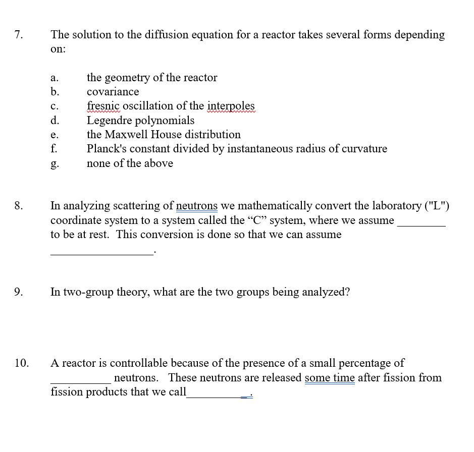 Solved 7.The solution to the diffusion equation for a | Chegg.com