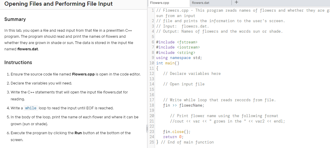 Solved Summary In This Lab You Open A File And Read Input 