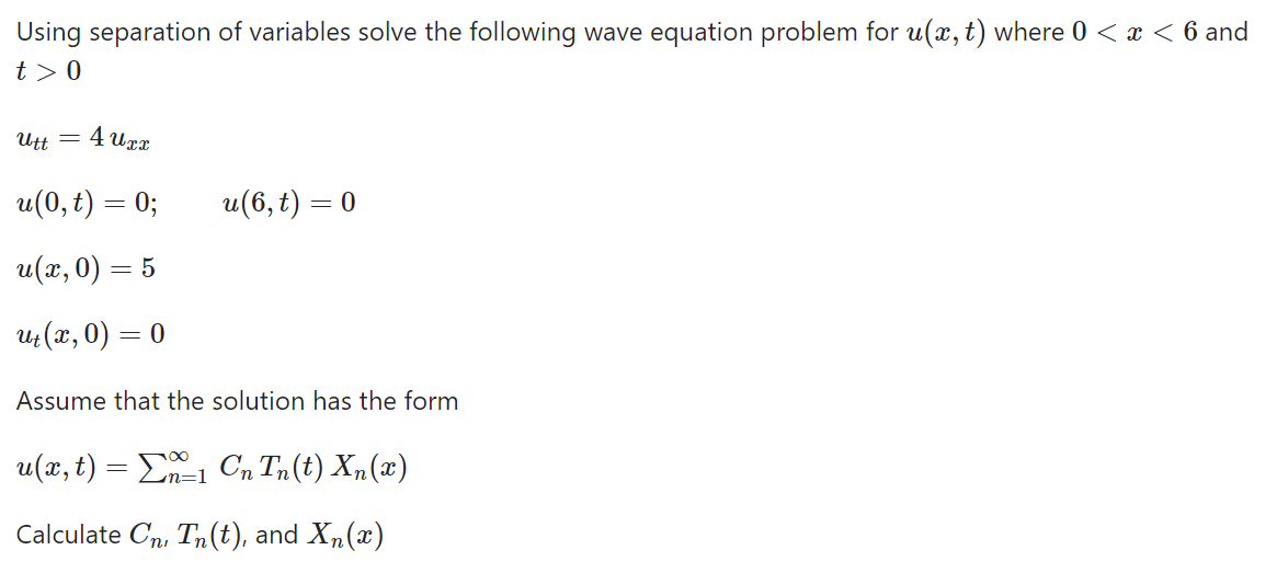 Solved Using separation of variables solve the following | Chegg.com