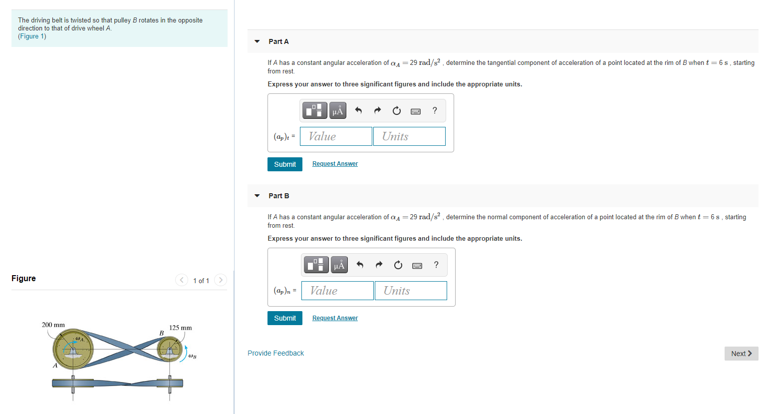 Solved The driving belt is twisted so that pulley B rotates | Chegg.com