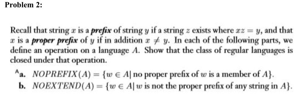 Solved Problem 2 Recall That String Is A Prefix Of String Y
