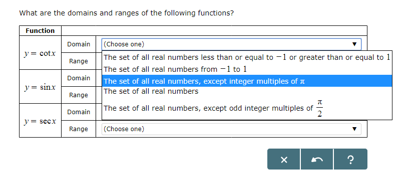 Solved What are the domains and ranges of the following | Chegg.com
