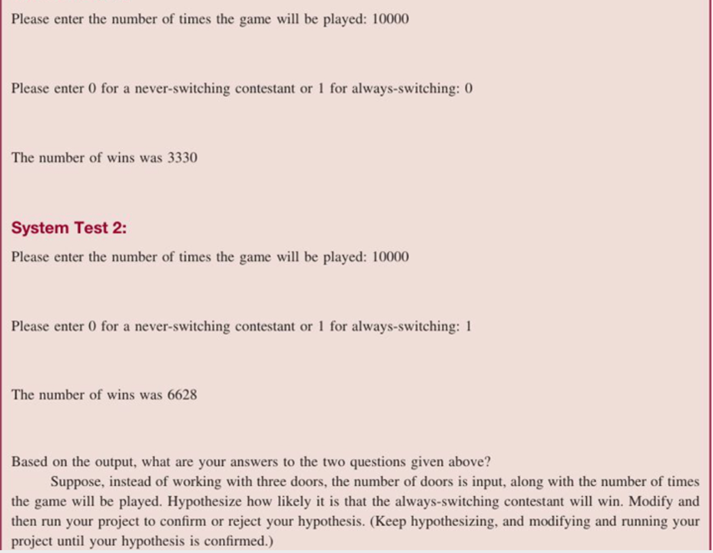 Solved Programming Project 3.1 Let's Make a Deal! This | Chegg.com