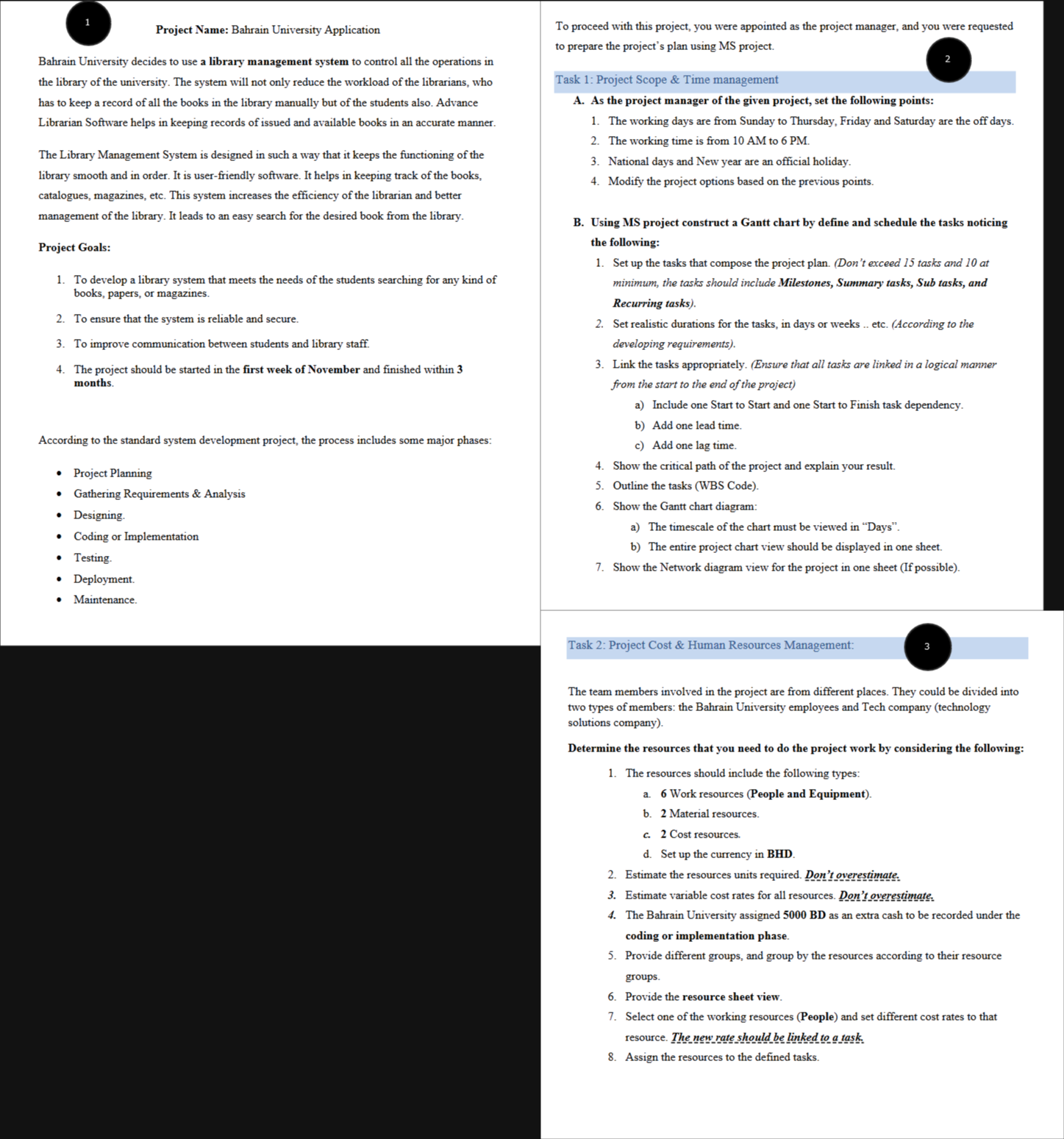 Solved 1. ﻿The Assignment file (Microsoft Project File)2. | Chegg.com