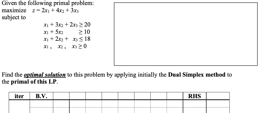 Solved Given the following primal problem: maximize z = 2x₁ | Chegg.com