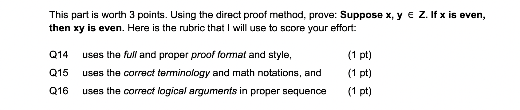 Solved This part is worth 3 points. Using the direct proof | Chegg.com