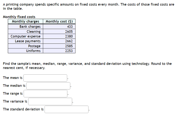Solved A printing company spends specific amounts on fixed | Chegg.com