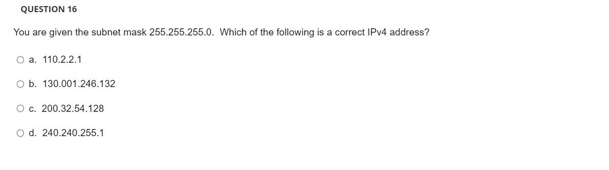 Solved QUESTION 6 Given the IPv4 address in CIDR notation | Chegg.com