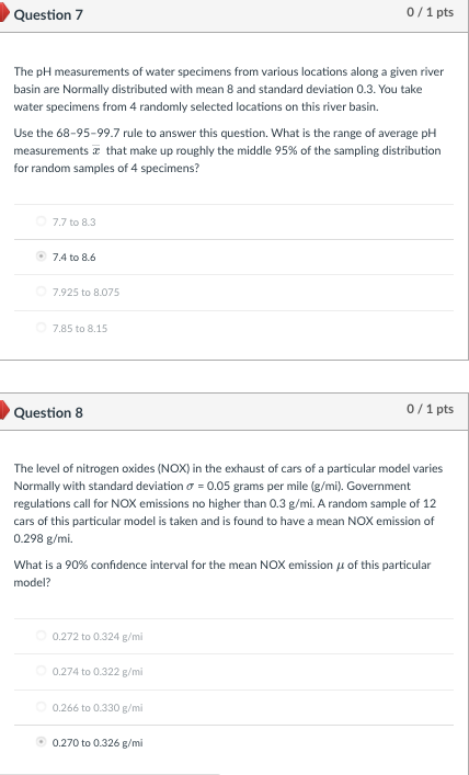Solved Question 7 0/1 pts The pH measurements of water | Chegg.com