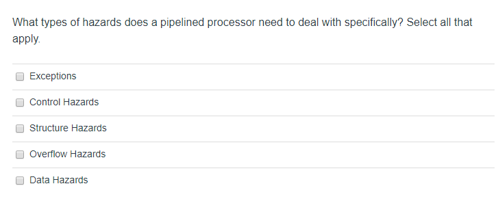 Solved What types of hazards does a pipelined processor need | Chegg.com
