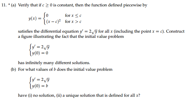 Solved 11. (a) Verify that if c2 0 is constant, then the | Chegg.com