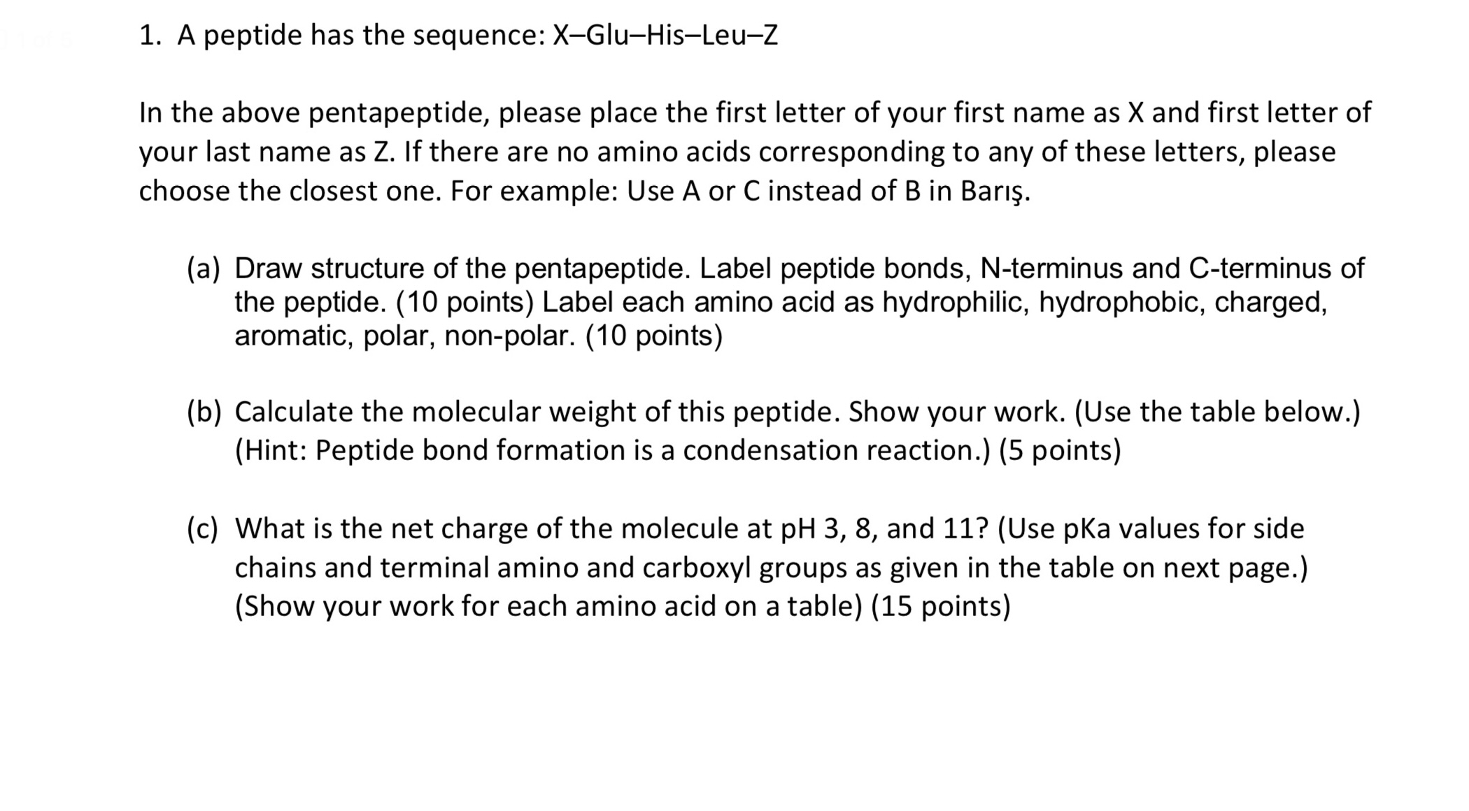 Solved 1. ﻿A peptide has the sequence: | Chegg.com