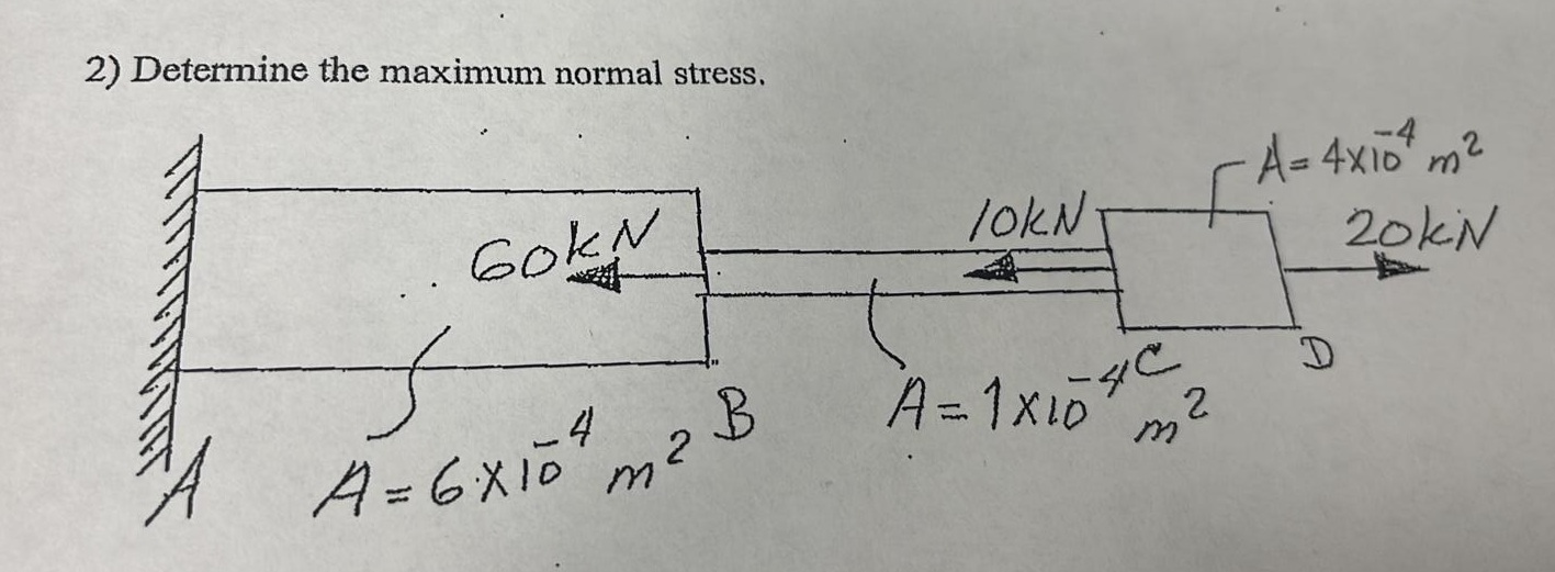 Solved 2) Determine the maximum normal stress. | Chegg.com