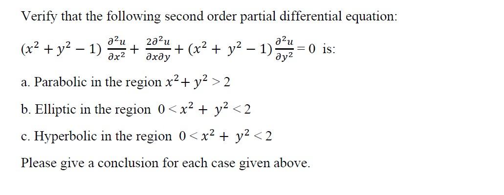 Solved Verify that the following second order partial | Chegg.com
