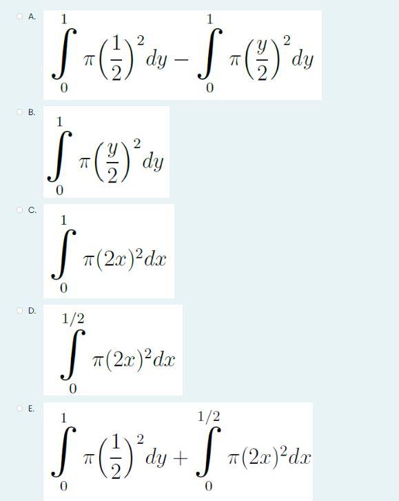 Solved Which of the following integral installations | Chegg.com