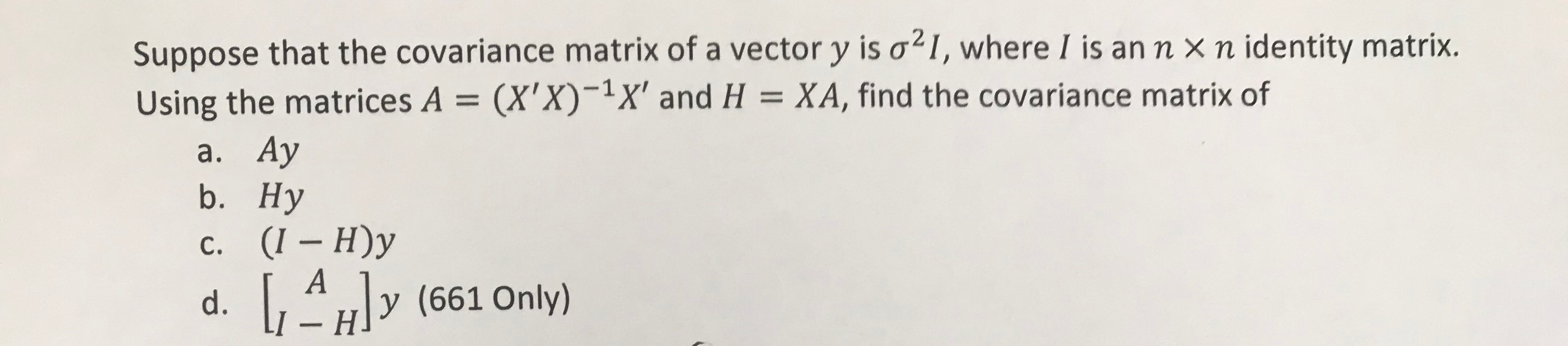 Solved Suppose that the covariance matrix of a vector y is | Chegg.com