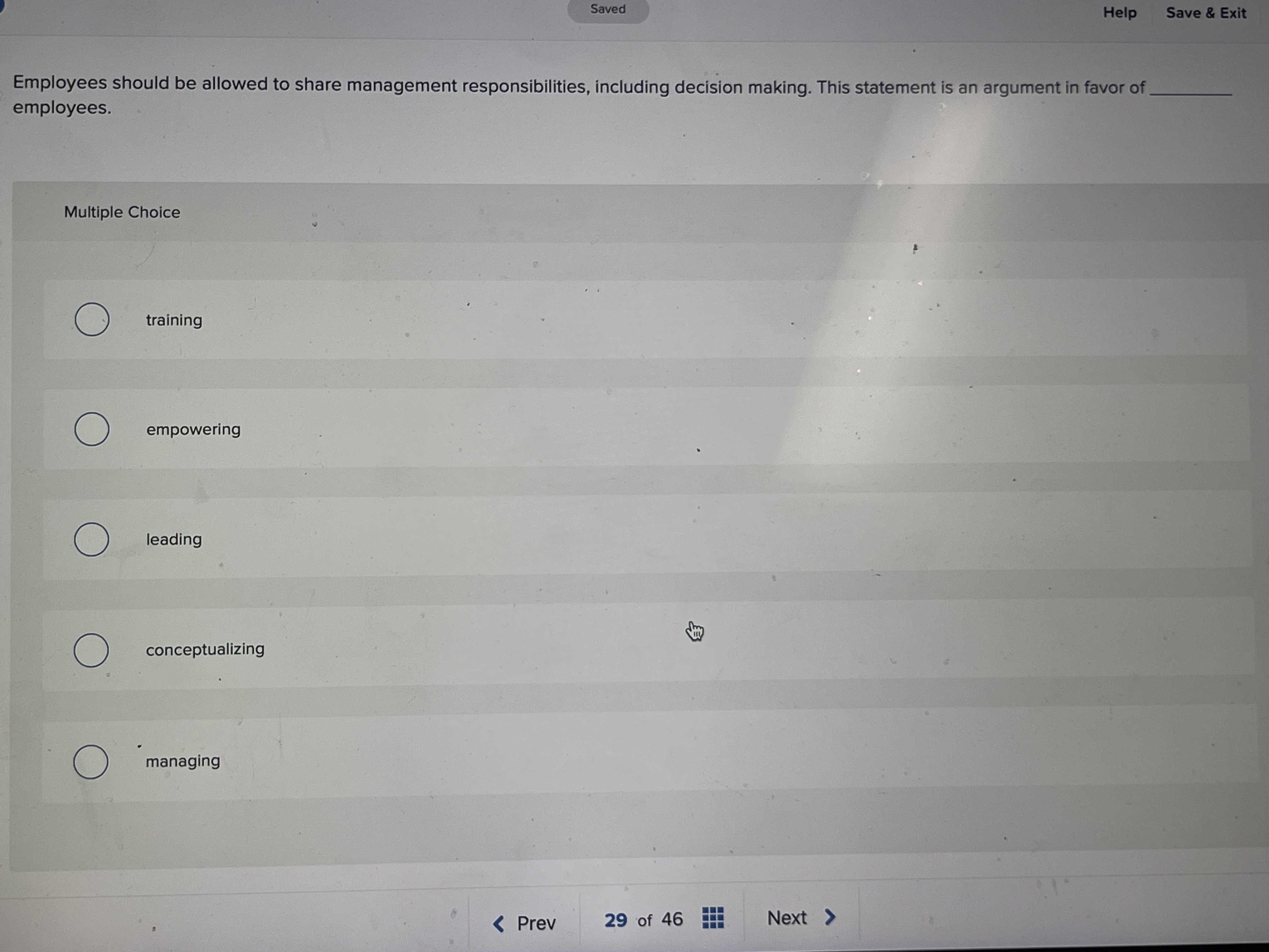 Solved Employees should be allowed to share management | Chegg.com