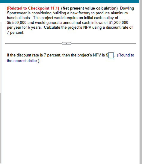 Solved (Related to Checkpoint 11.1) (Net present value | Chegg.com