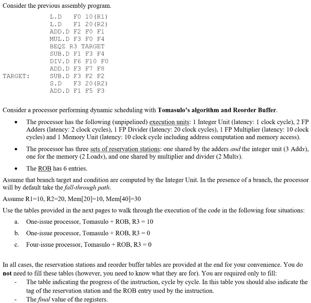 Please show tables at end of program. In filling the | Chegg.com